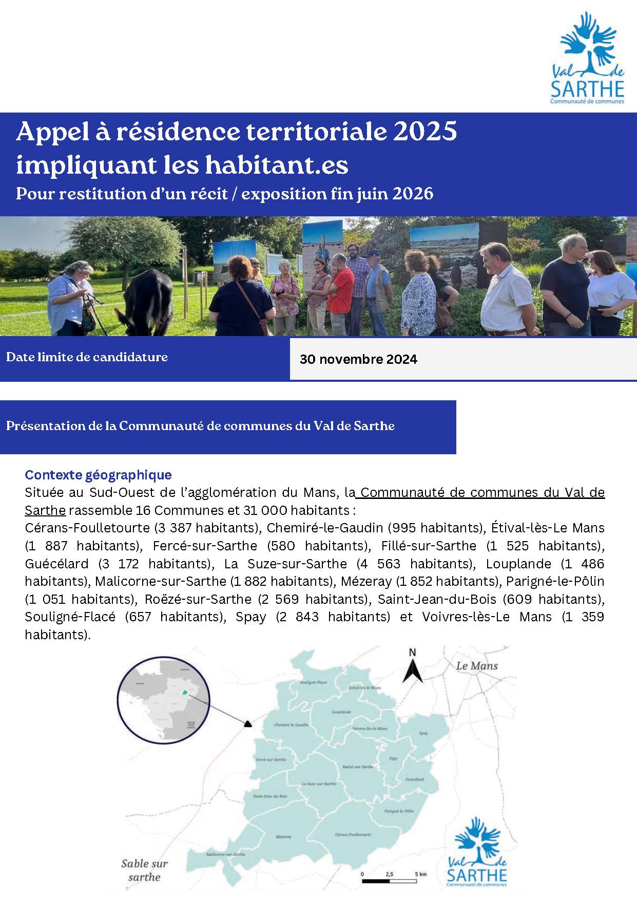 Appel à résidence territoriale 2025 - 2026 CC Val de Sarthe (72 ...